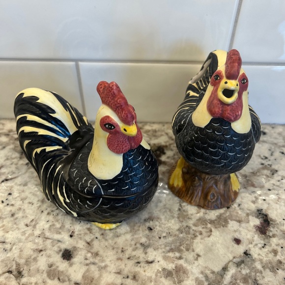 Sakura | Kitchen | Sakura Rooster Hen Creamer Sugar Set Ceramic ...